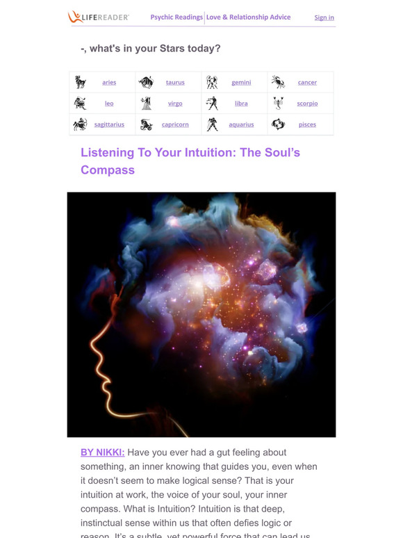 LifeReader: Listening To Your Intuition: The Soul’s Compass 💫 | Milled