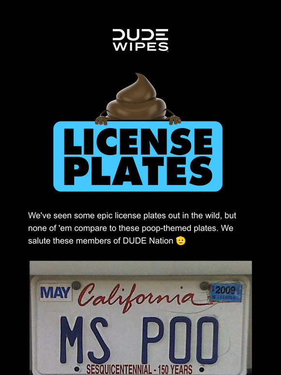 DUDE Products: Poop-themed license plates 💩🚗 | Milled