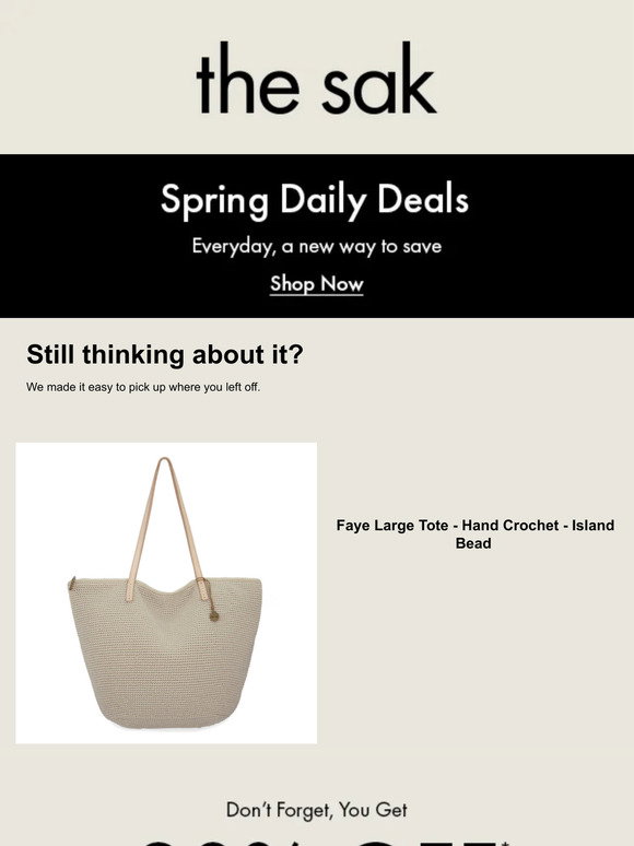 The Sak: Take 20% Off the Faye Large Tote - Hand Crochet - Island Bead ...