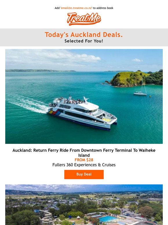 Treat Me: Return Ferry Ride to Waiheke Island | Parakai Springs Entry ...