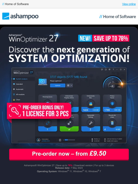 Ashampoo: Ashampoo WinOptimizer 27 - The best version of all time | Milled