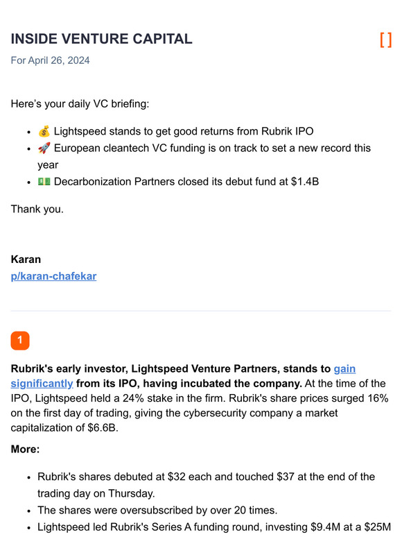 Inside: Lightspeed to get good returns from Rubrik IPO / Europe ...