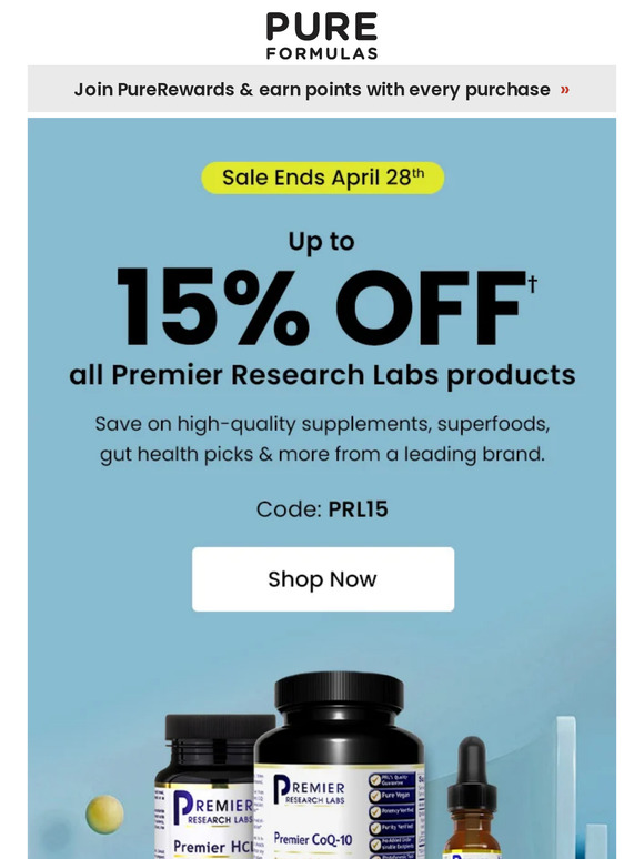 PureFormulas: Right now! Flash sale: 15% off all Premier Research Labs ...