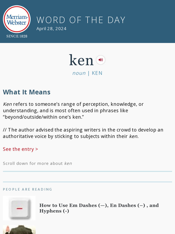 Merriam-Webster: Ken - plus, How to Use Em Dashes (—), En Dashes ...