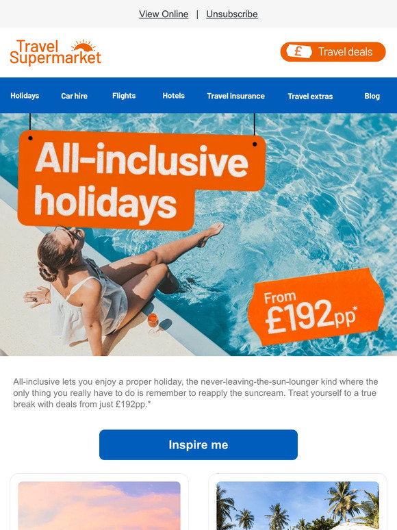 TravelSupermarket: All-out all-inclusives from £192pp* 🍹 | Milled