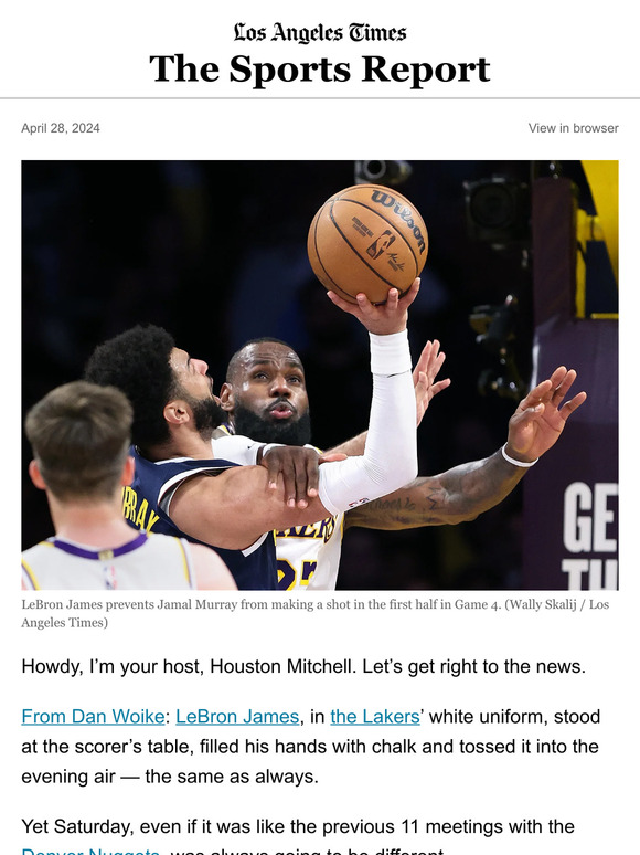 Los Angeles Times: The Sports Report: Lakers stay alive with Game 4 ...