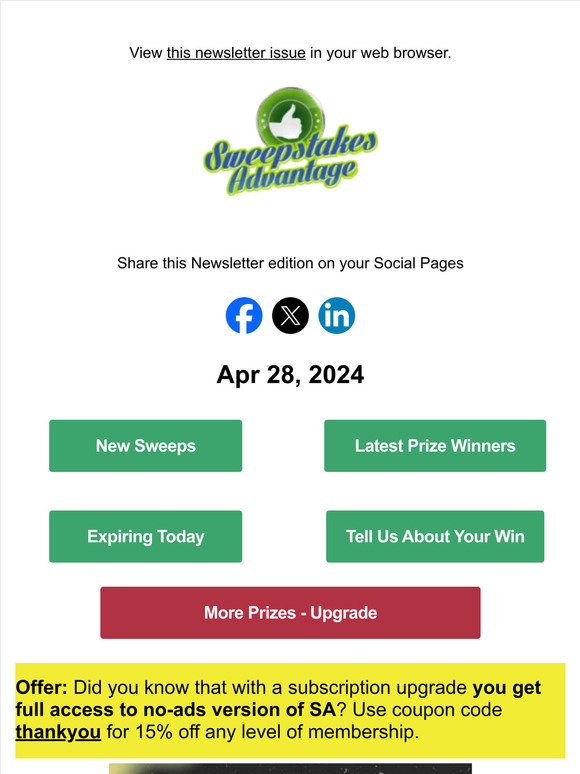 Sweepstakes Advantage: Guess who Won $220K from Hy-Vee | Milled