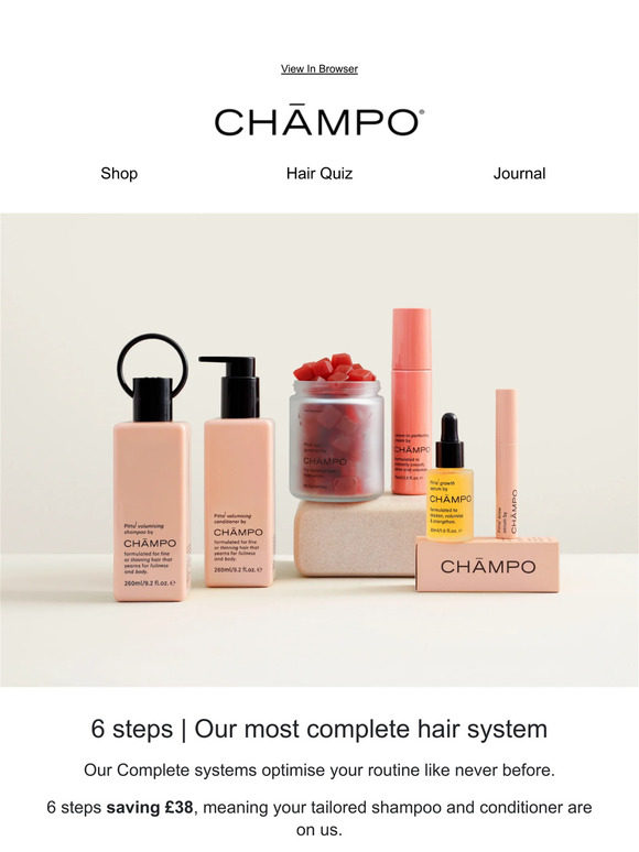 Champo: Six steps to complete hair health results | Milled