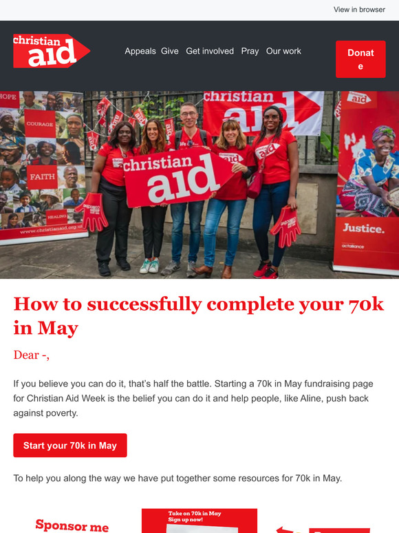 Christian Aid: Resources to help you complete 70k in May | Milled