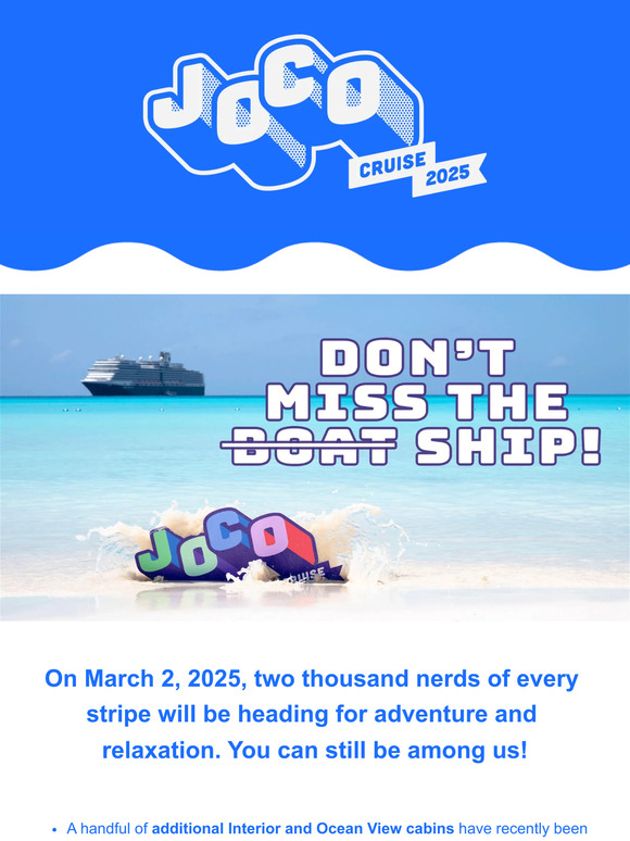 JoCo Cruise: Don't miss the 2025 ship! 🛳️👋😮 | Milled