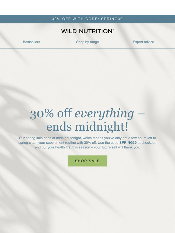 Wild Nutrition: Last chance: spring sale | Milled