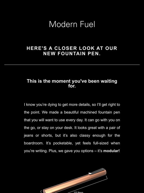 Modern Fuel: Here's a Closer Look at Our New Fountain Pen | Milled