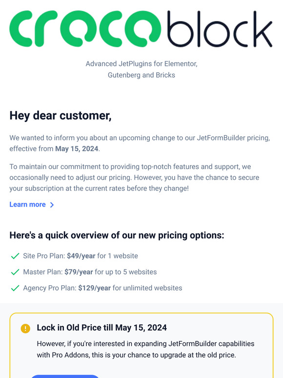 Crocoblock: JetFormBuilder Upcoming Pricing Change – Here's Why 👉 | Milled