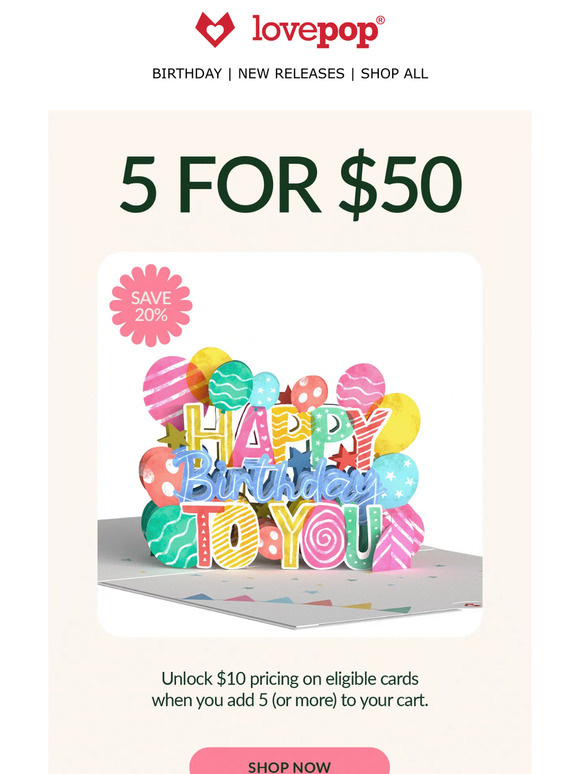 Lovepop: Your Favorite Cards: 5 for $50 🎉 | Milled