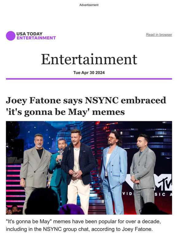 USA TODAY: Joey Fatone says NSYNC embraced 'it's gonna be May' memes ...