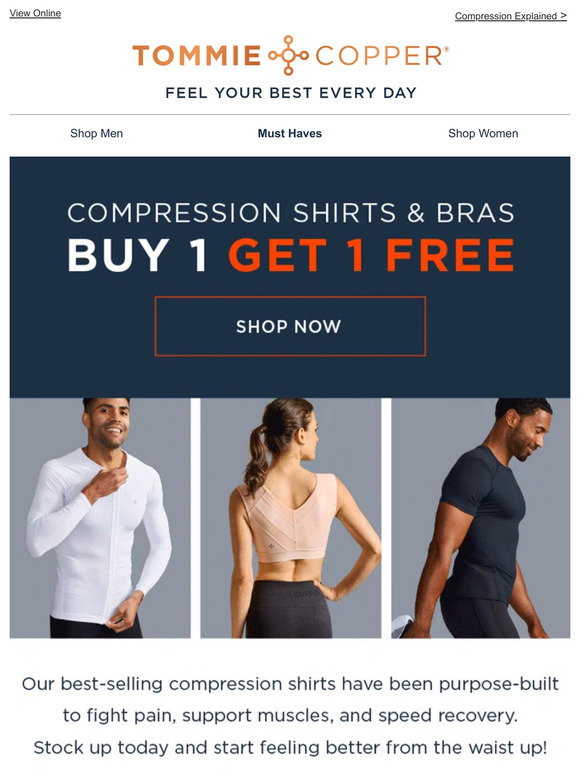 Tommie Copper: Buy One Get One Free | Compression Shirts & Bras! | Milled