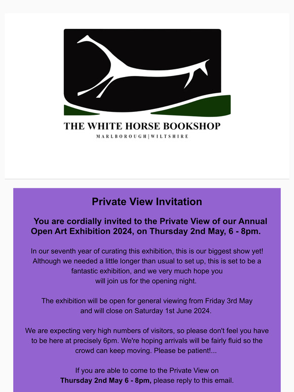 White Horse Books: Private View Invitation - The Annual Open Art ...