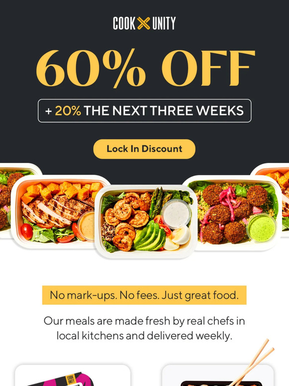 Cook Unity: Don't Let Chef-Crafted Meals Slip Away – 60% OFF! | Milled