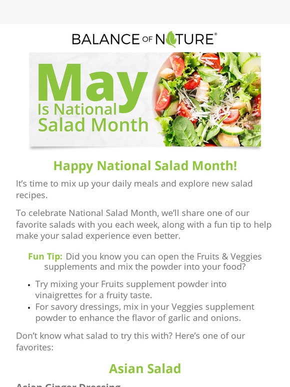Balance of Nature: It's National Salad Month! 🥗 | Milled