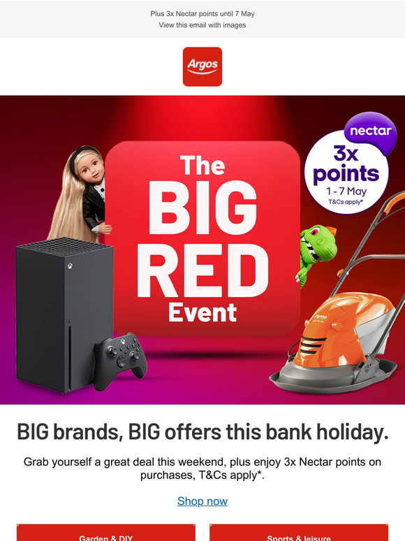 Argos: Our BIG RED event is here 🤑 Big brands, big offers | Milled