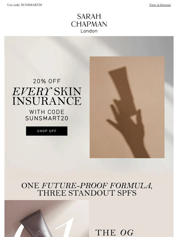 Sarah Chapman: Spring Offer: 20% Off Skin Insurance | SPF, but better ...
