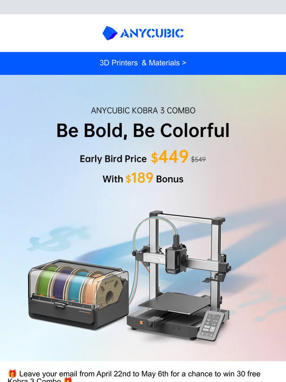 Anycubic: 🆕 Kobra 3 Combo Early Bird $449, Starting May 7th | Milled