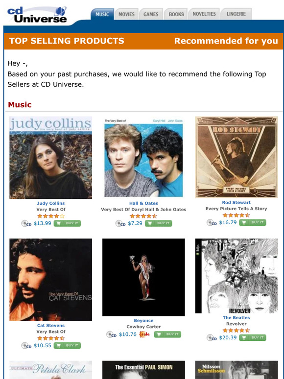 CD Universe: Music Top Sellers at CD Universe | Milled