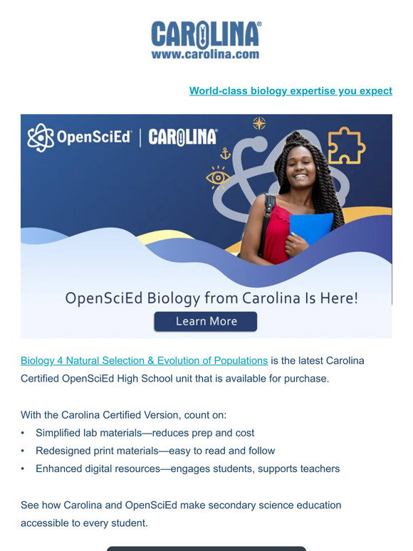 Carolina: Now Available: OpenSciEd High School Biology from Carolina ...
