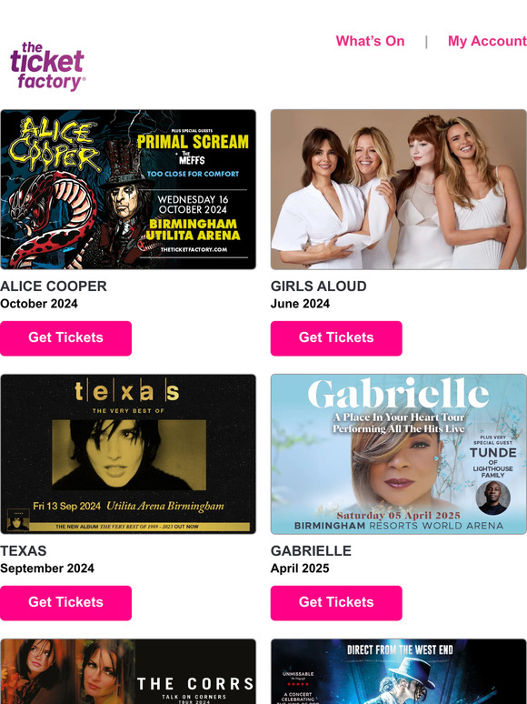 The Ticket Factory: Alice Cooper, Girls Aloud, Texas, Gabrielle & much ...