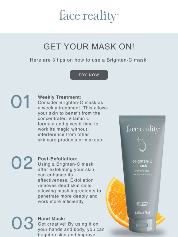 Face Reality Skincare: Brighten-C mask tips | Milled
