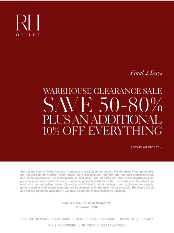 Restoration Hardware Email Newsletters: Shop Sales, Discounts, and ...