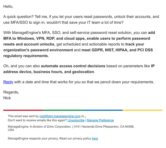 ManageEngine: Regarding MFA, SSO, and Self-Service Password Reset for ...