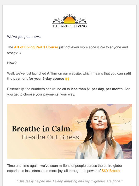 Art of Living: Life Transformation For Less Than $1 Per Day. You In ...