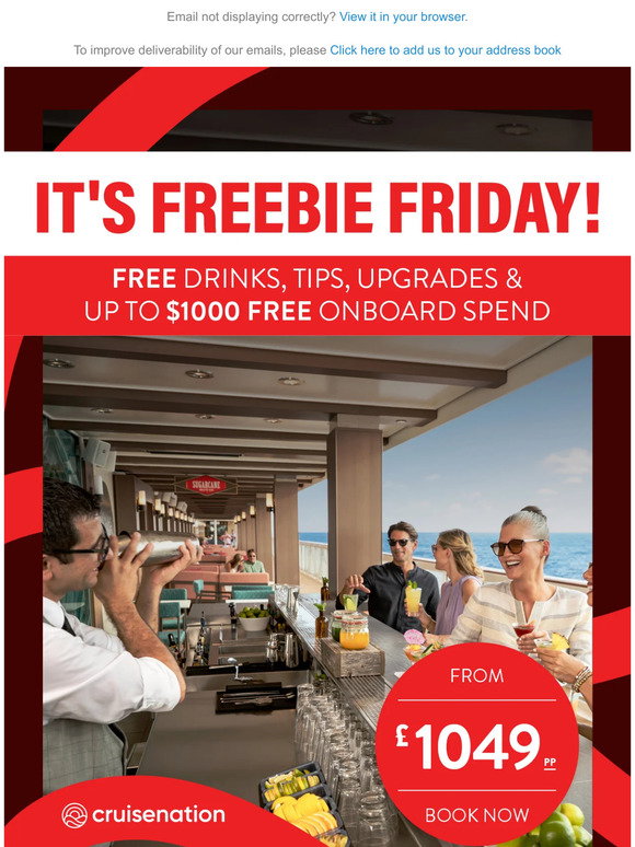 Cruise Nation: Freebie Friday - Free Cabin Upgrades & Drinks | Milled
