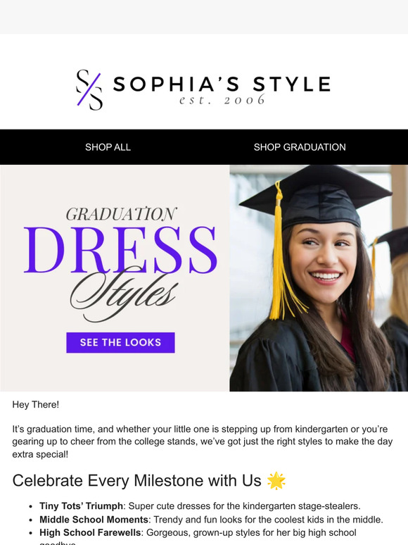 Sophia's Style Boutique: Cap, Gown, and the Perfect Dress 👗 – Get Ready ...