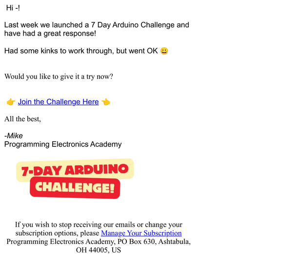 Programming Electronics Academy: [ 7 Day Arduino Challenge 🔥] - Ready now? | Milled
