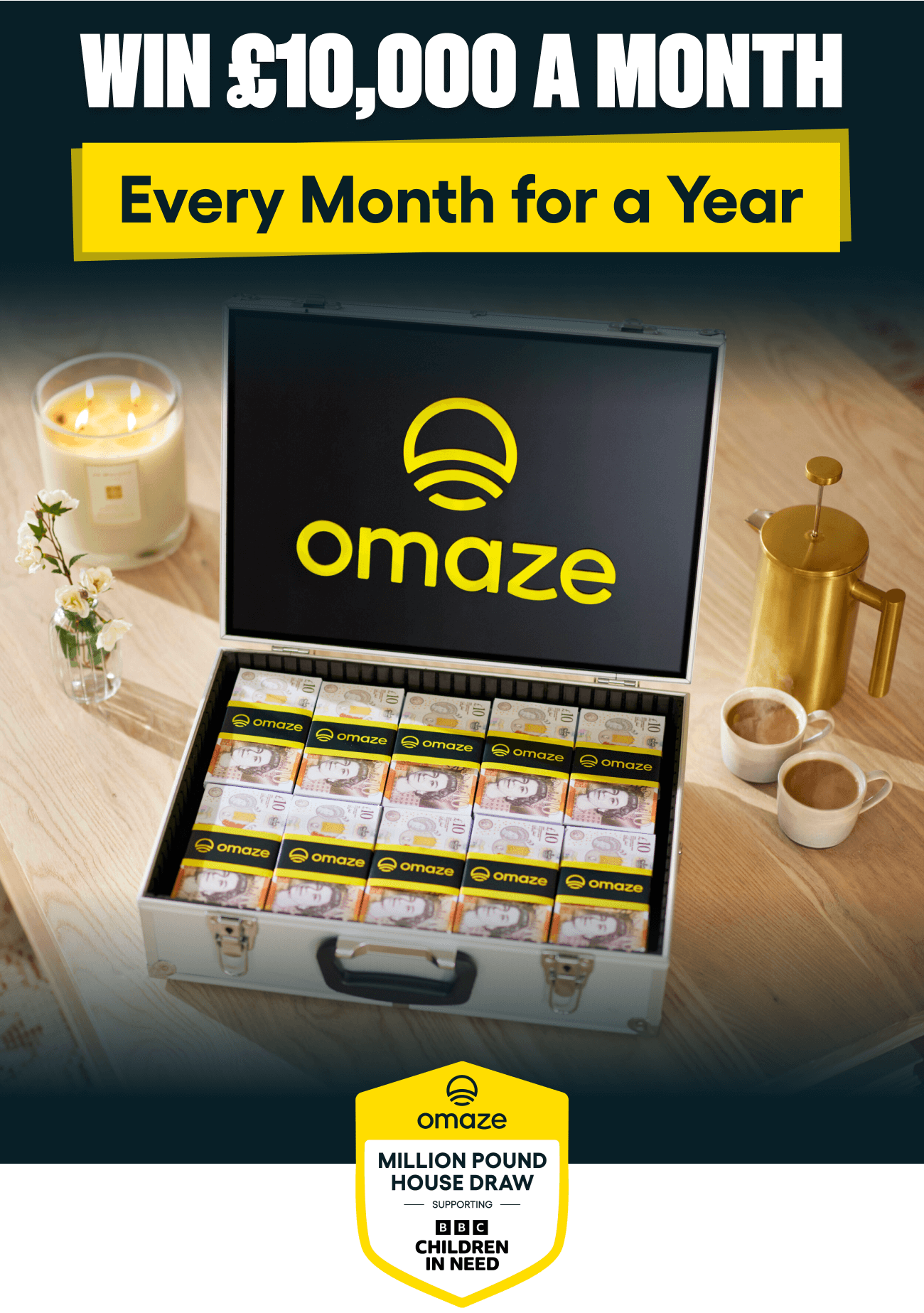 Omaze: ⚡ Win £10,000 a Month, Every Month, for a Year ⚡ | Milled