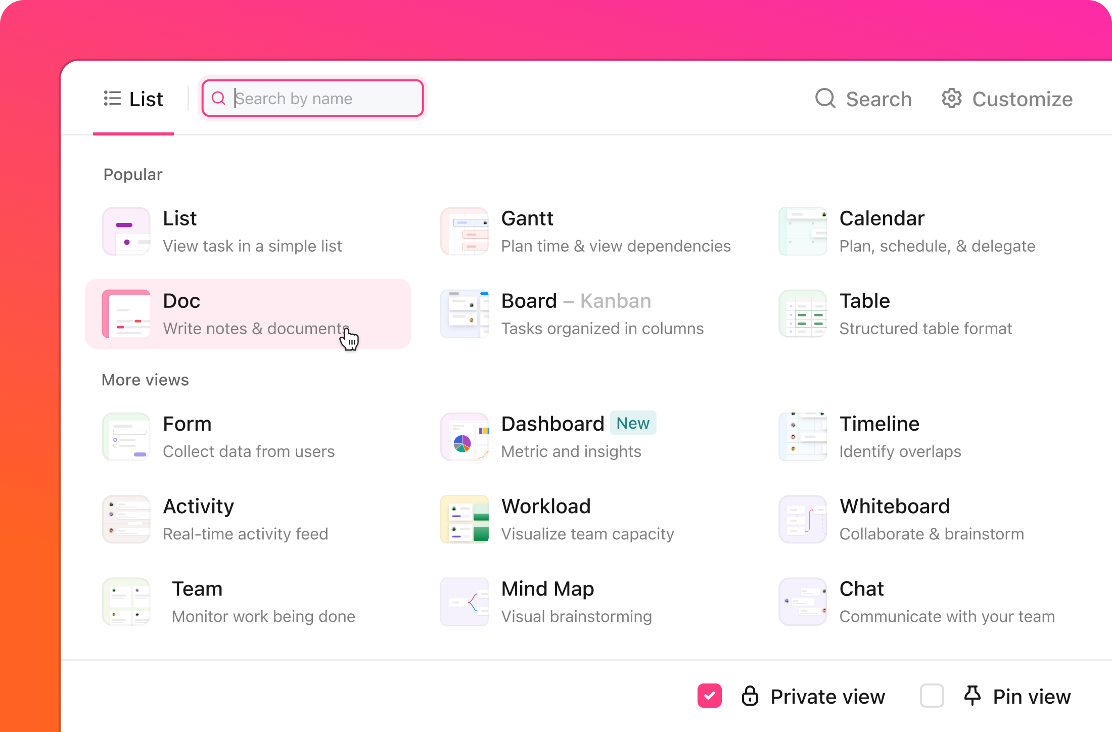 ClickUp: Revamped view creation, new Dashboard views, redesigned public ...