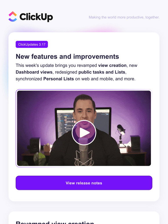 ClickUp: Revamped view creation, new Dashboard views, redesigned public ...