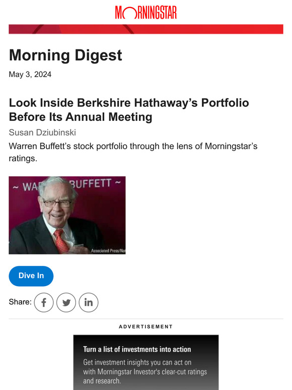 Morningstar: Look Inside Berkshire Hathaway’s Portfolio Before Its ...