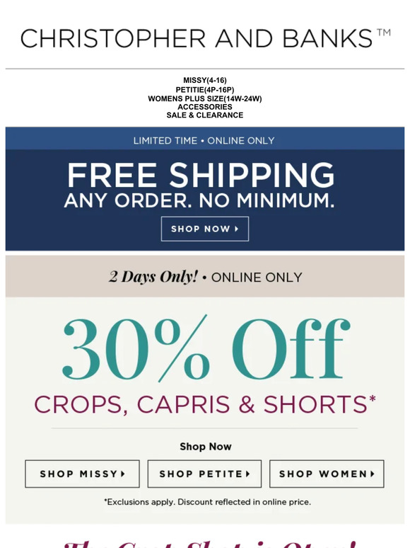Christopher & Banks: The Crop Shop is Open! | Milled