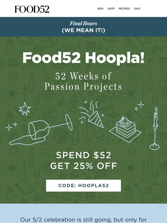 Food52 Email Newsletters: Shop Sales, Discounts, and Coupon Codes