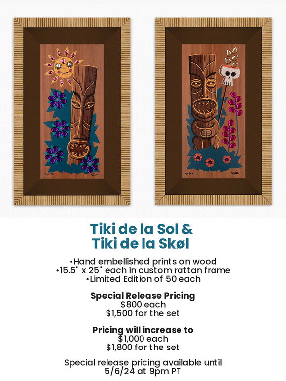 Shag Store: Shag's Hand Embellished Prints on Wood, Tiki de la Sol ...