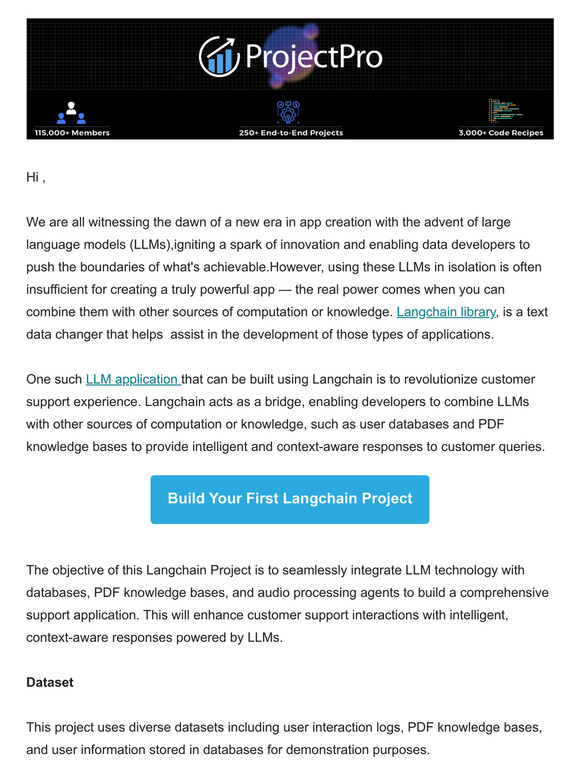 ProjectPro: Build Your First Langchain Project with ProjectPro! | Milled
