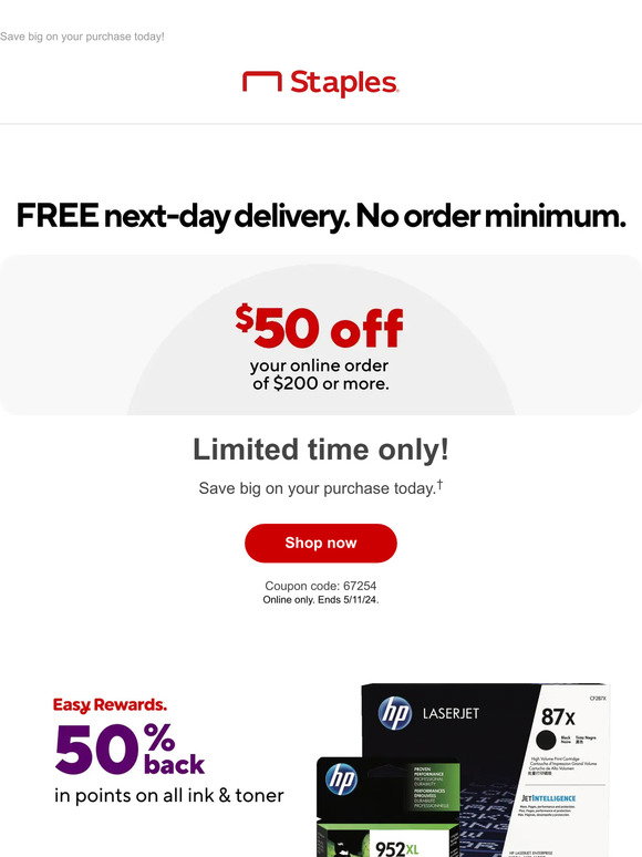 Staples: Our mistake: Here’s the coupon code you need for $50 off $200 ...