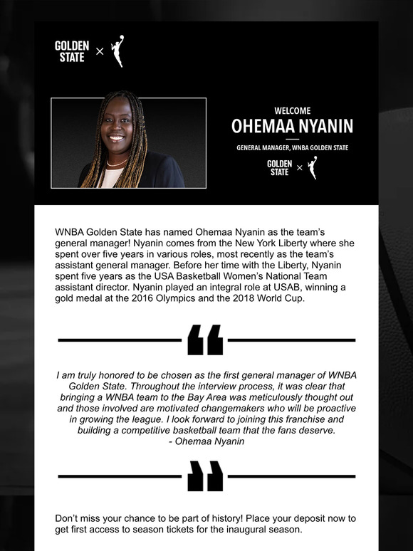 Golden State Warriors: Ohemaa Nyanin Named WNBA Golden State General ...