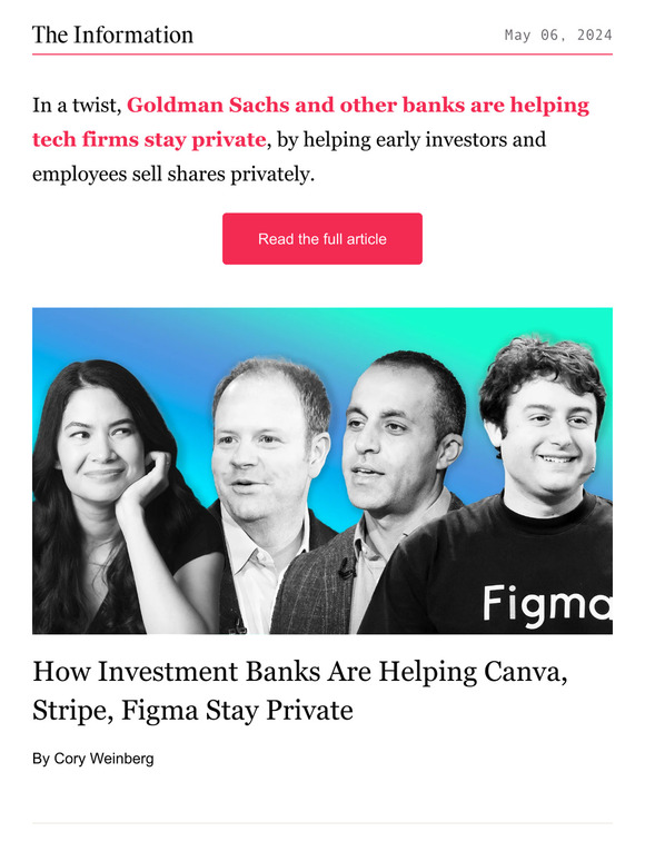 The Information: How Investment Banks Are Helping Canva, Stripe, Figma ...