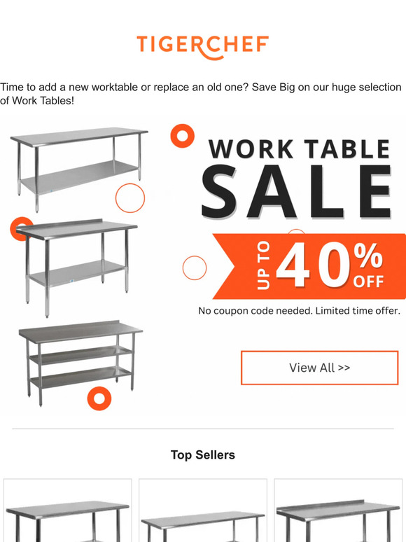 Tiger Chef: Price Drop: Stainless Work Tables | Milled