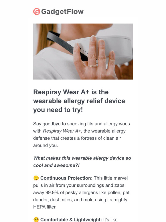 Gadget Flow: Discover wearable allergy relief with Respiray Wear A+ 😮 ...