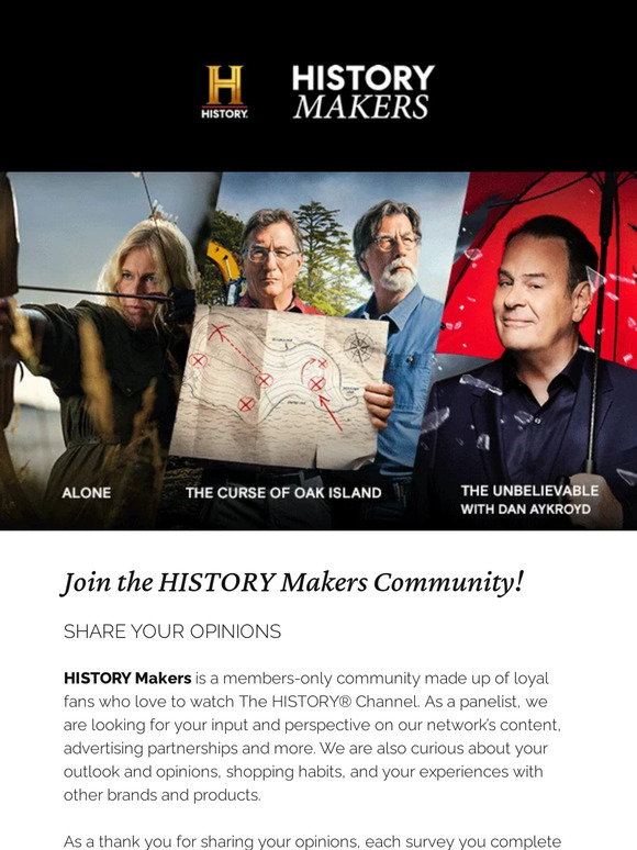 History Channel Shop: You're invited: Leave your mark on HISTORY Makers ...